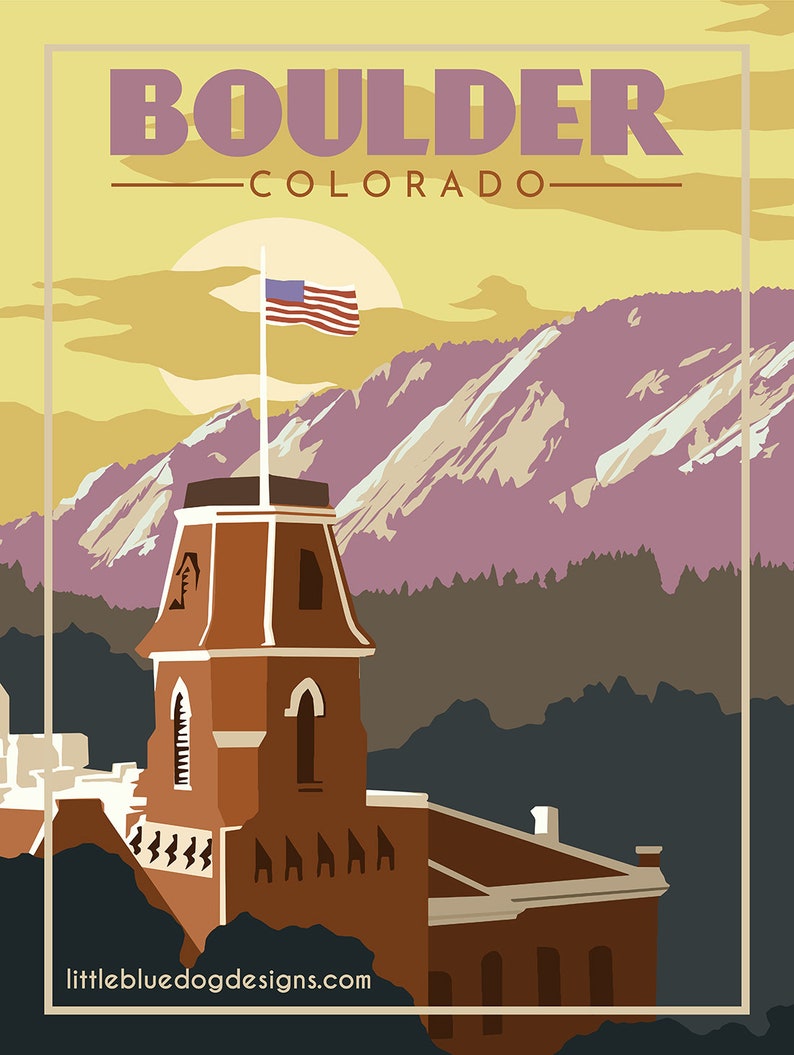 Boulder Colorado - Vintage Travel Poster - Etsy