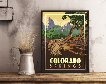 Boulder Colorado Vintage Travel Poster | Etsy