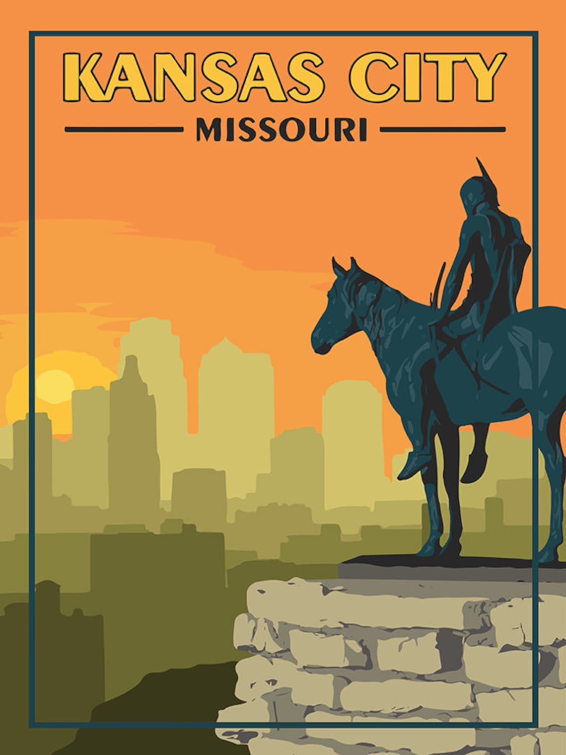 Kansas City MO - Vintage Travel Poster - Etsy