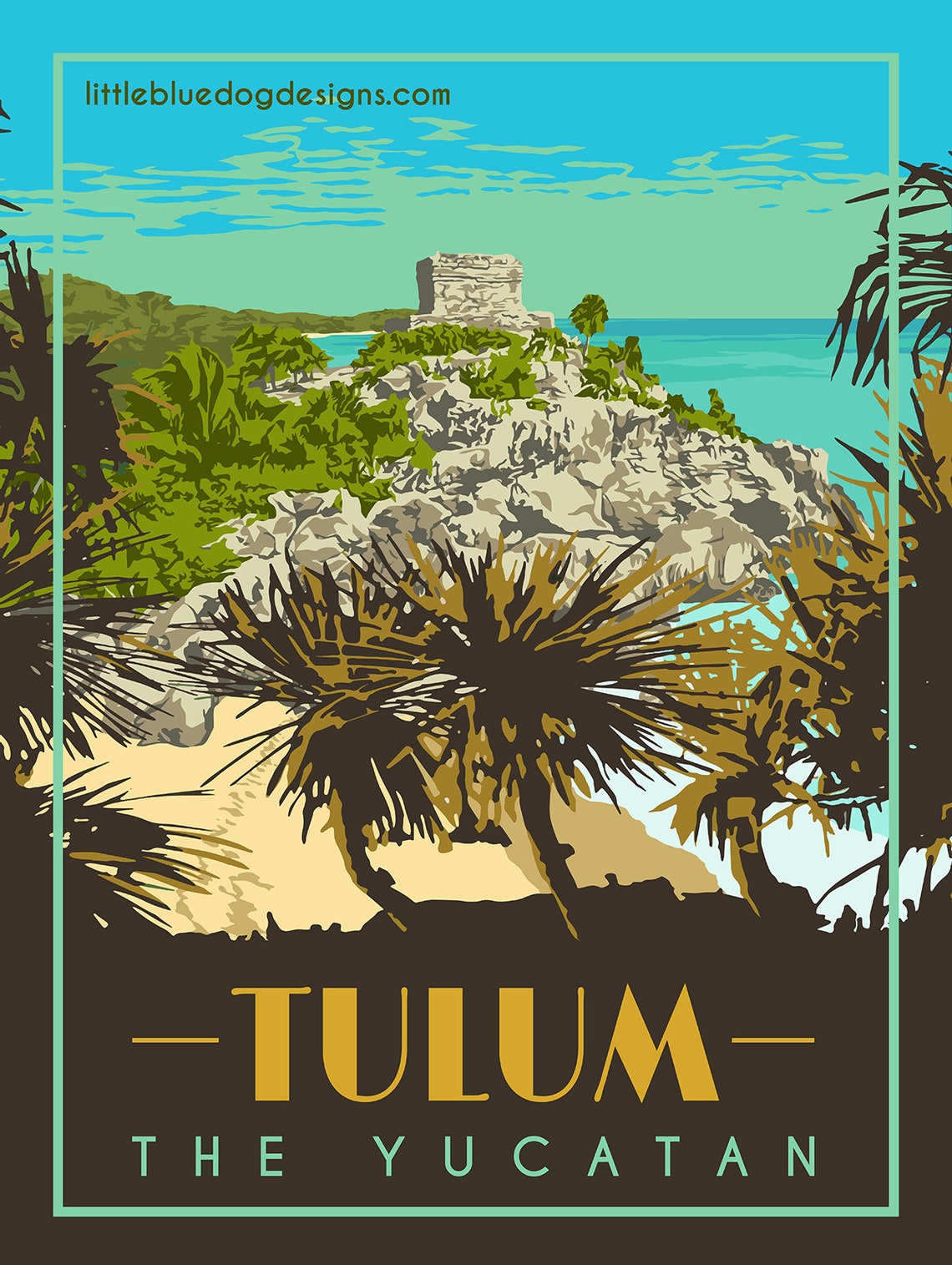 Tulum Yucatan Peninsula Mexico Vintage Travel Poster | Etsy
