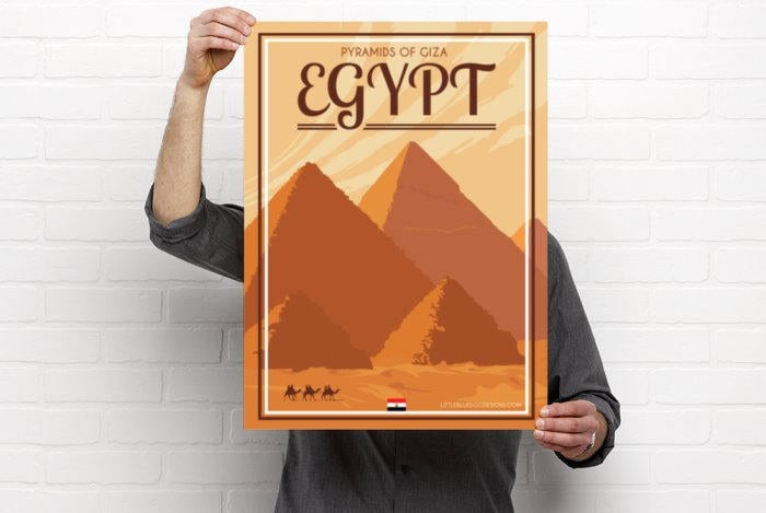 Egypt Pyramids of Giza - Vintage Travel Poster - Etsy Canada