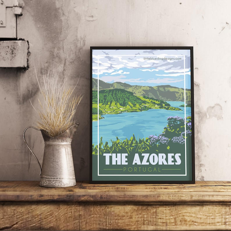 The Azores Portugal Vintage Travel Poster - Etsy