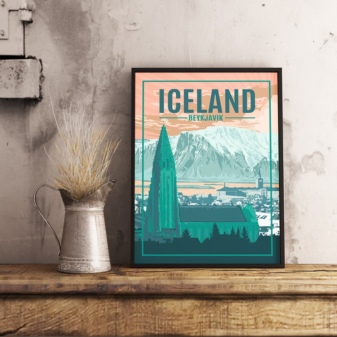 Iceland Reykjavik - Vintage Travel Poster - Etsy