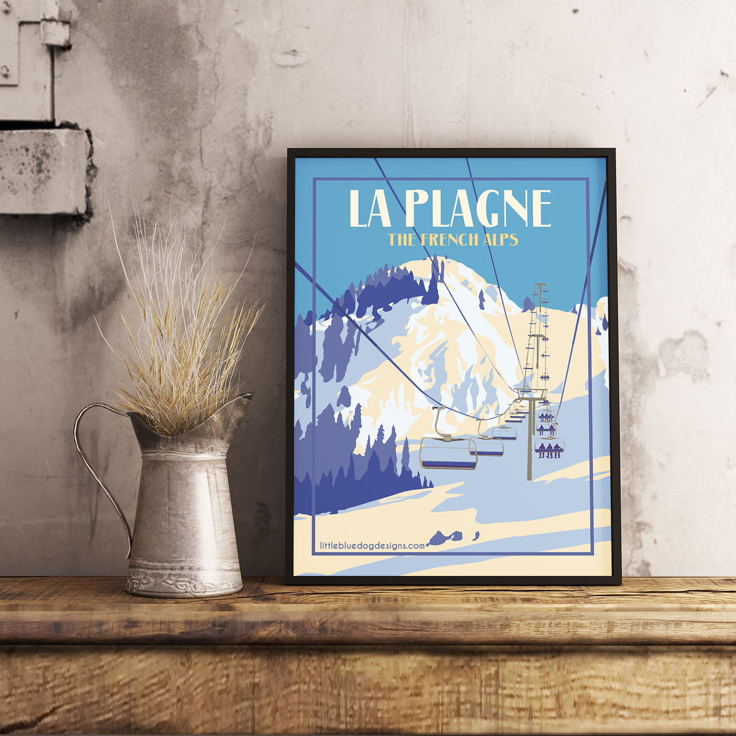 La Plagne French Alps Ski Vintage Travel Poster - Etsy