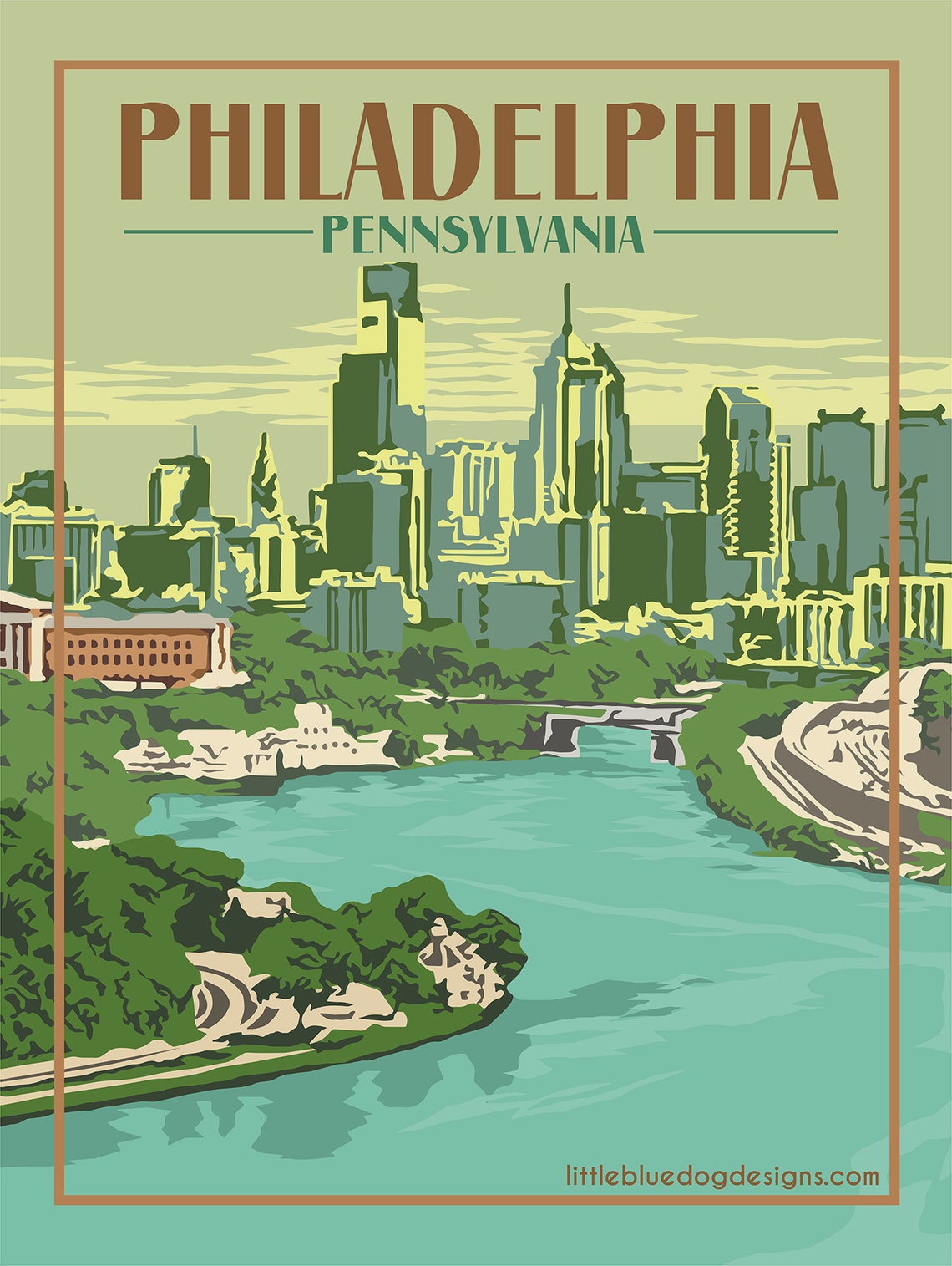 Philadelphia PA Vintage Travel Poster - Etsy