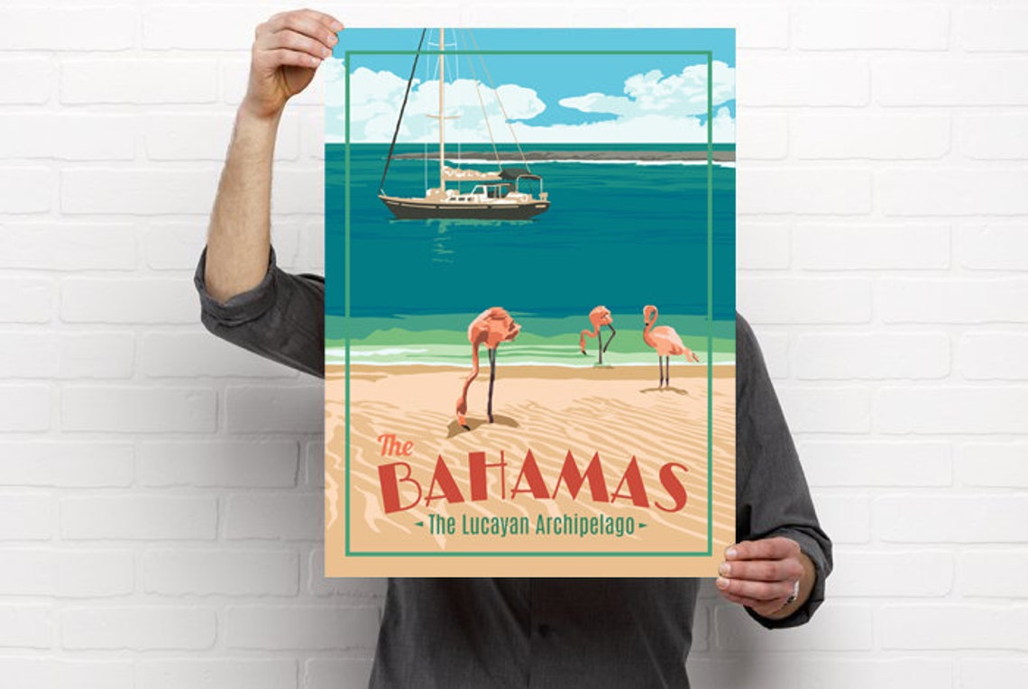 Bahamas Caribbean - Vintage Travel Poster - Etsy