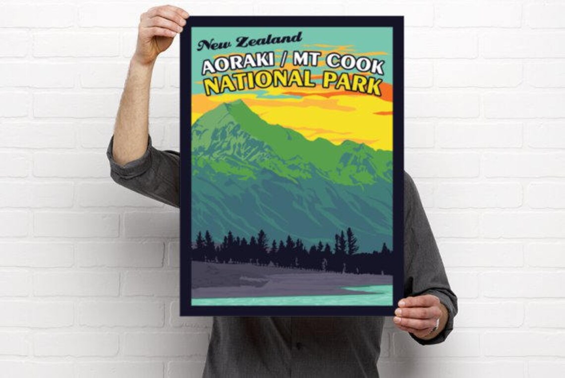 Mt Cook/aoraki New Zealand Vintage Travel Poster - Etsy Canada