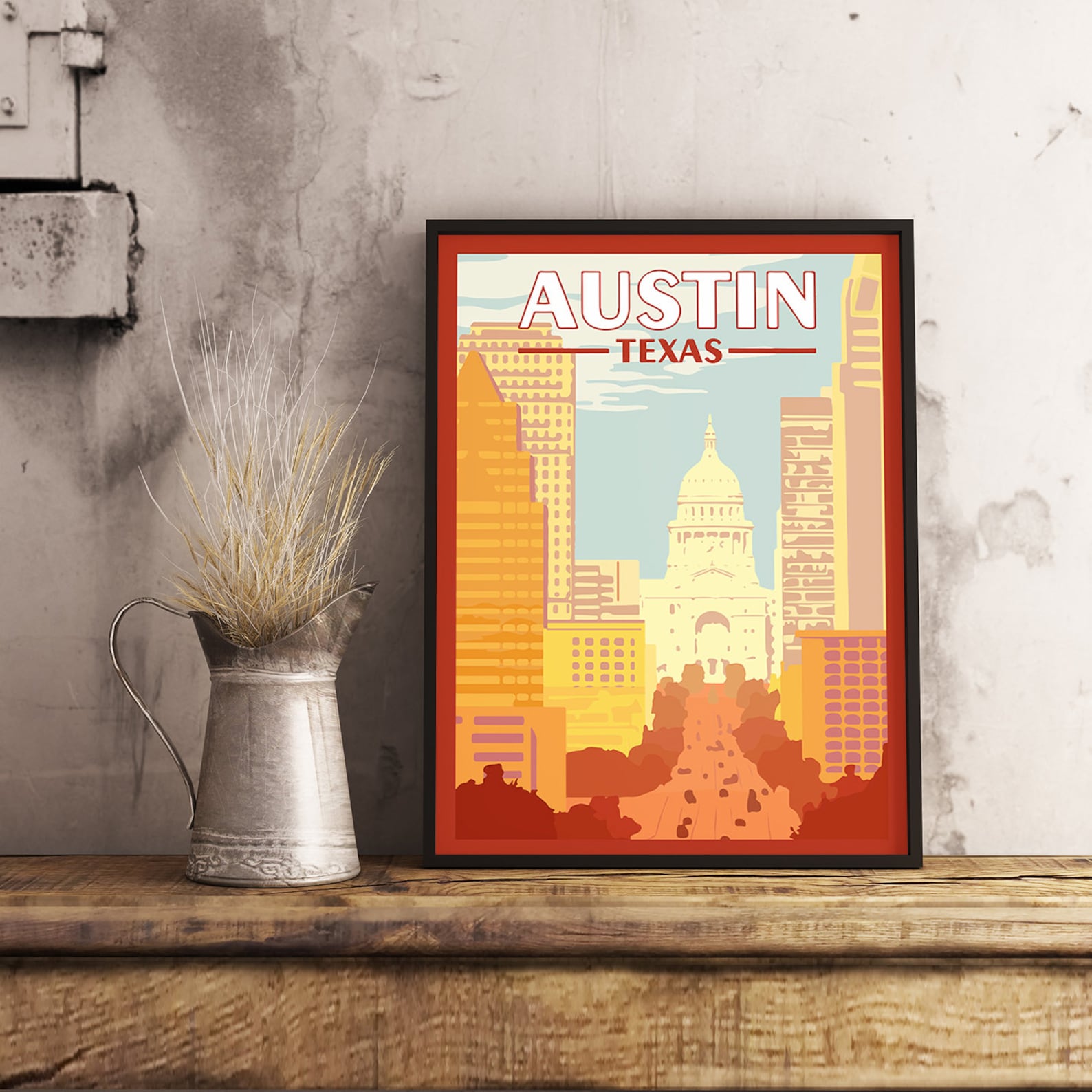 Austin TX Vintage Travel Poster - Etsy