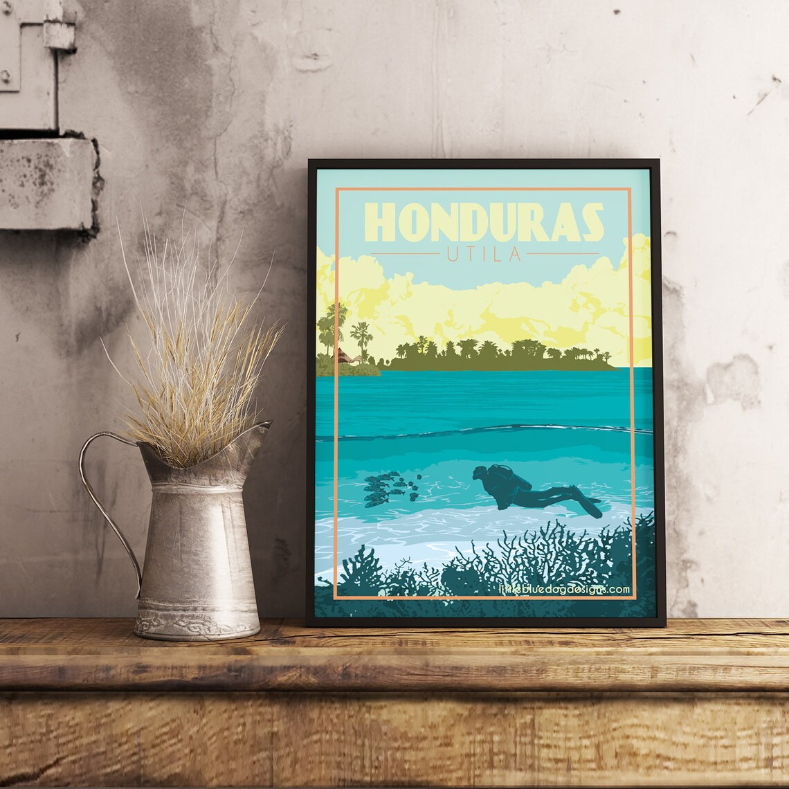 Honduras Utila Vintage Travel Poster - Etsy