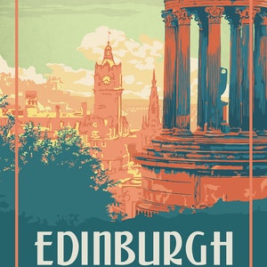 Edinburgh Scotland Vintage Travel Poster - Etsy
