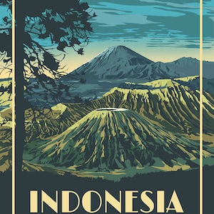 Indonesia Java - Vintage Travel Poster - Etsy
