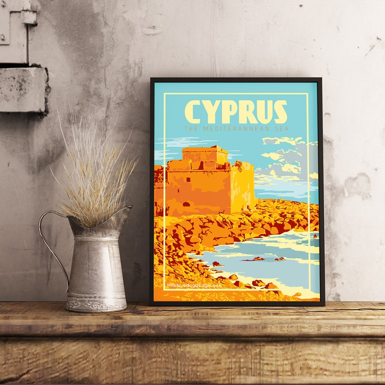 Cyprus Paphos - Vintage Travel Poster - Etsy