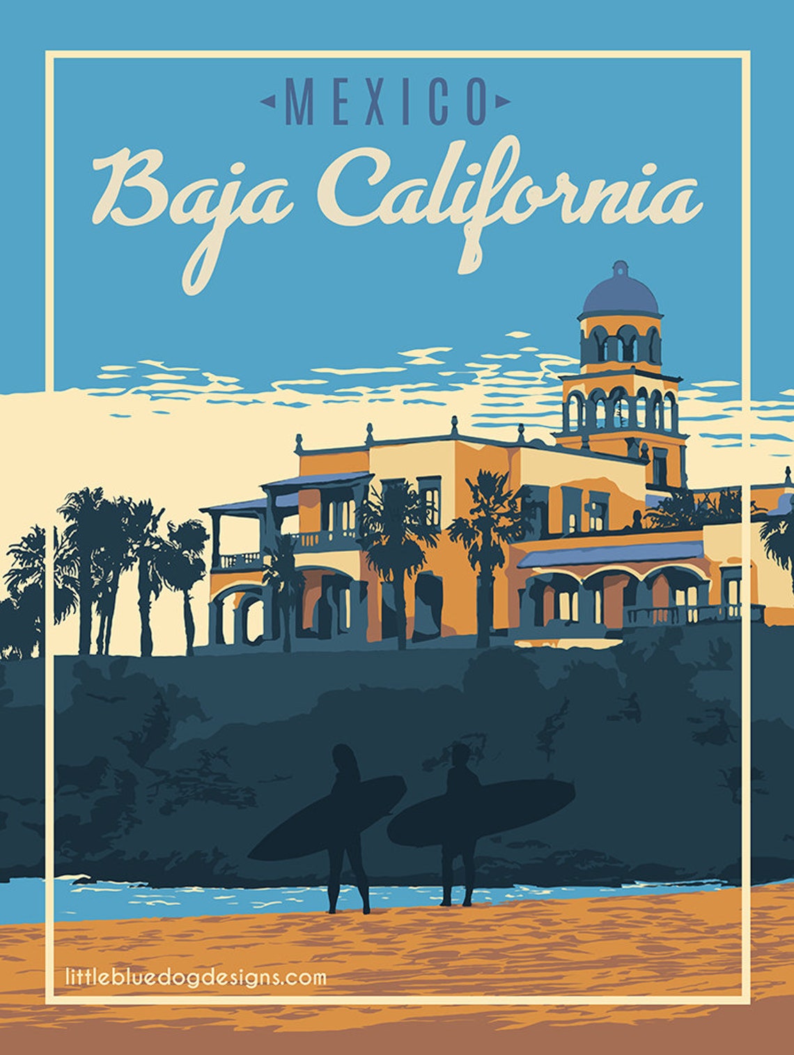Baja California Mexico Vintage Travel Poster | Etsy