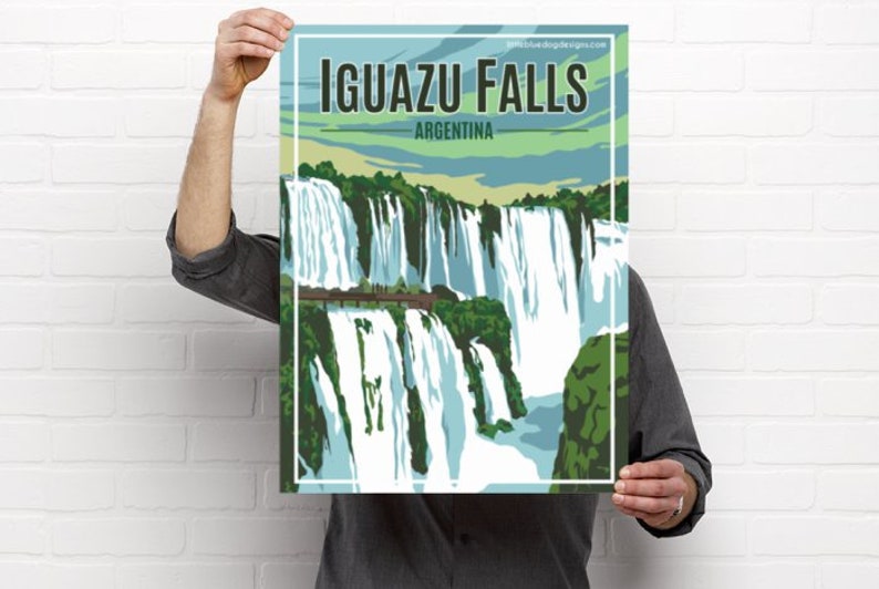 Iguazu Falls Argentina - Vintage Travel Poster - Etsy