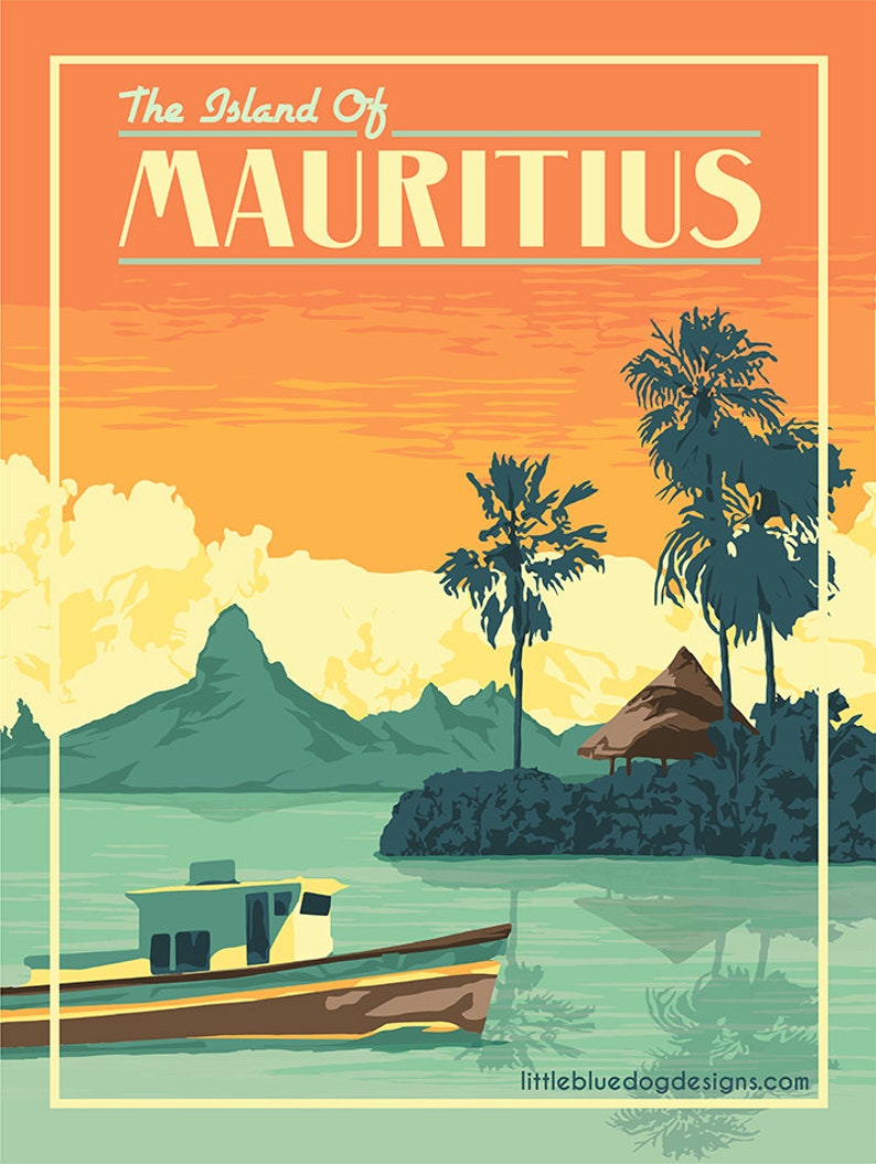 Mauritius Vintage Travel Poster | Etsy UK