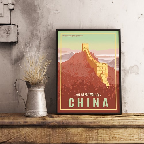 The Great Wall of China Vintage Travel Poster - Etsy