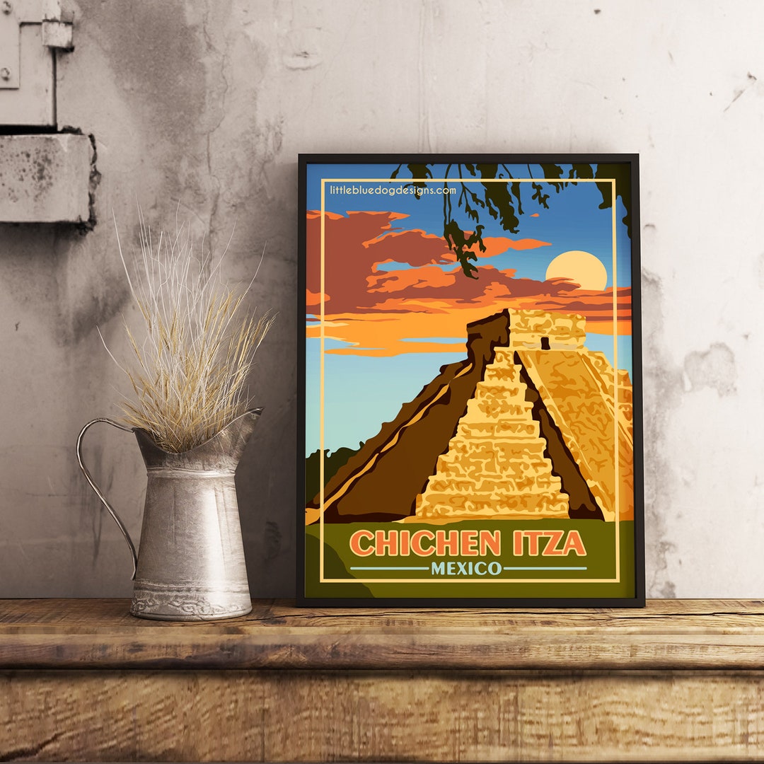 Chichen Itza Mexico - Vintage Travel Poster - Etsy