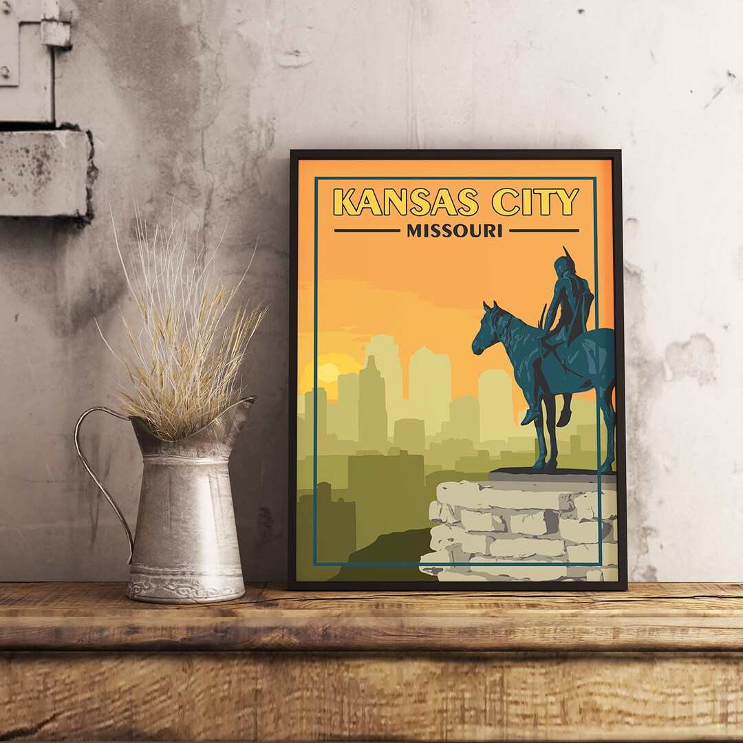 Kansas City MO - Vintage Travel Poster - Etsy