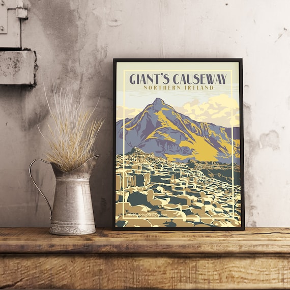 Giant's Causeway Northern Ireland Vintage Travel Poster | Etsy
