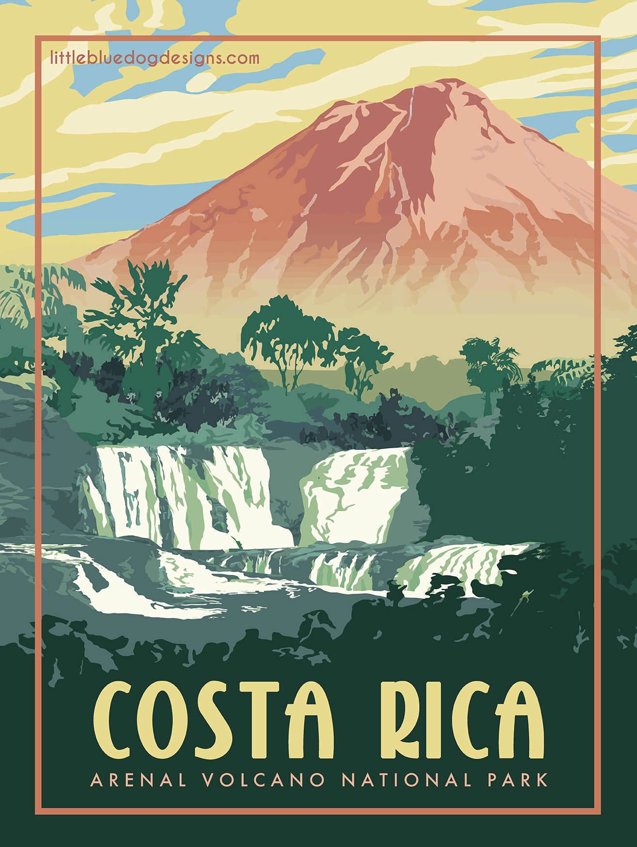 Costa Rica Arenal Volcano - Vintage Travel Poster - Etsy