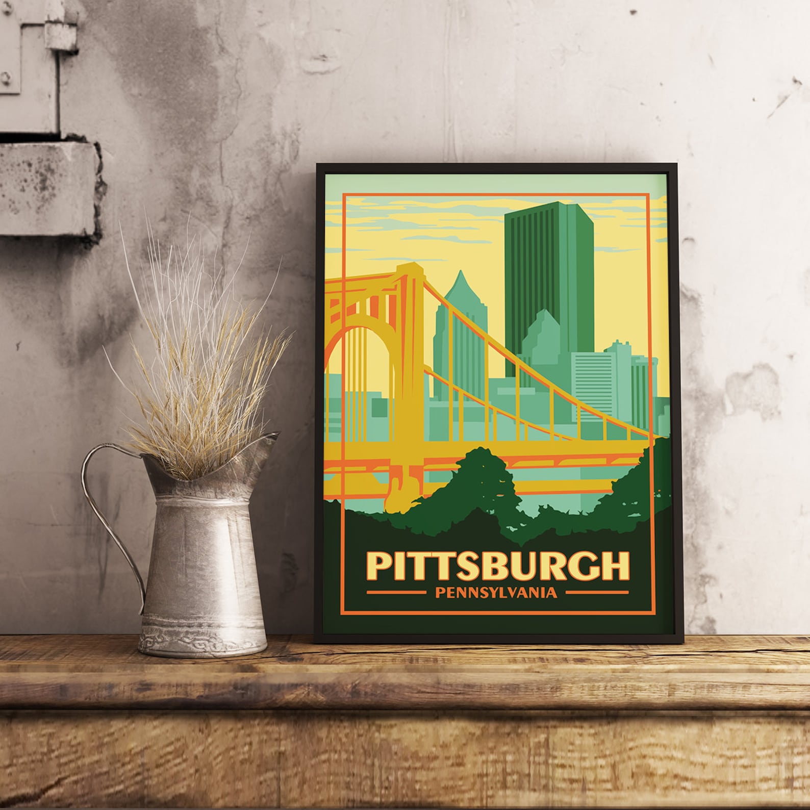 Pittsburgh PA Vintage Travel Poster - Etsy