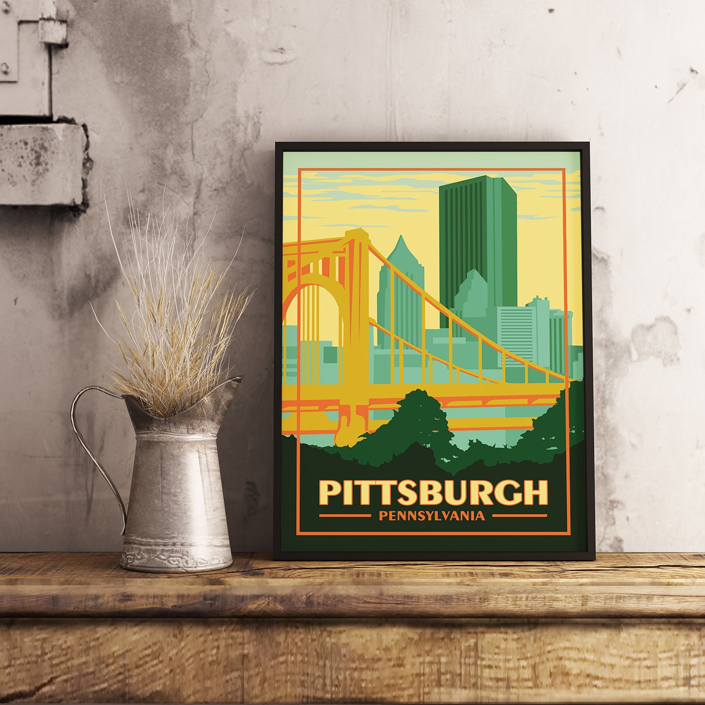 Pittsburgh PA Vintage Travel Poster - Etsy