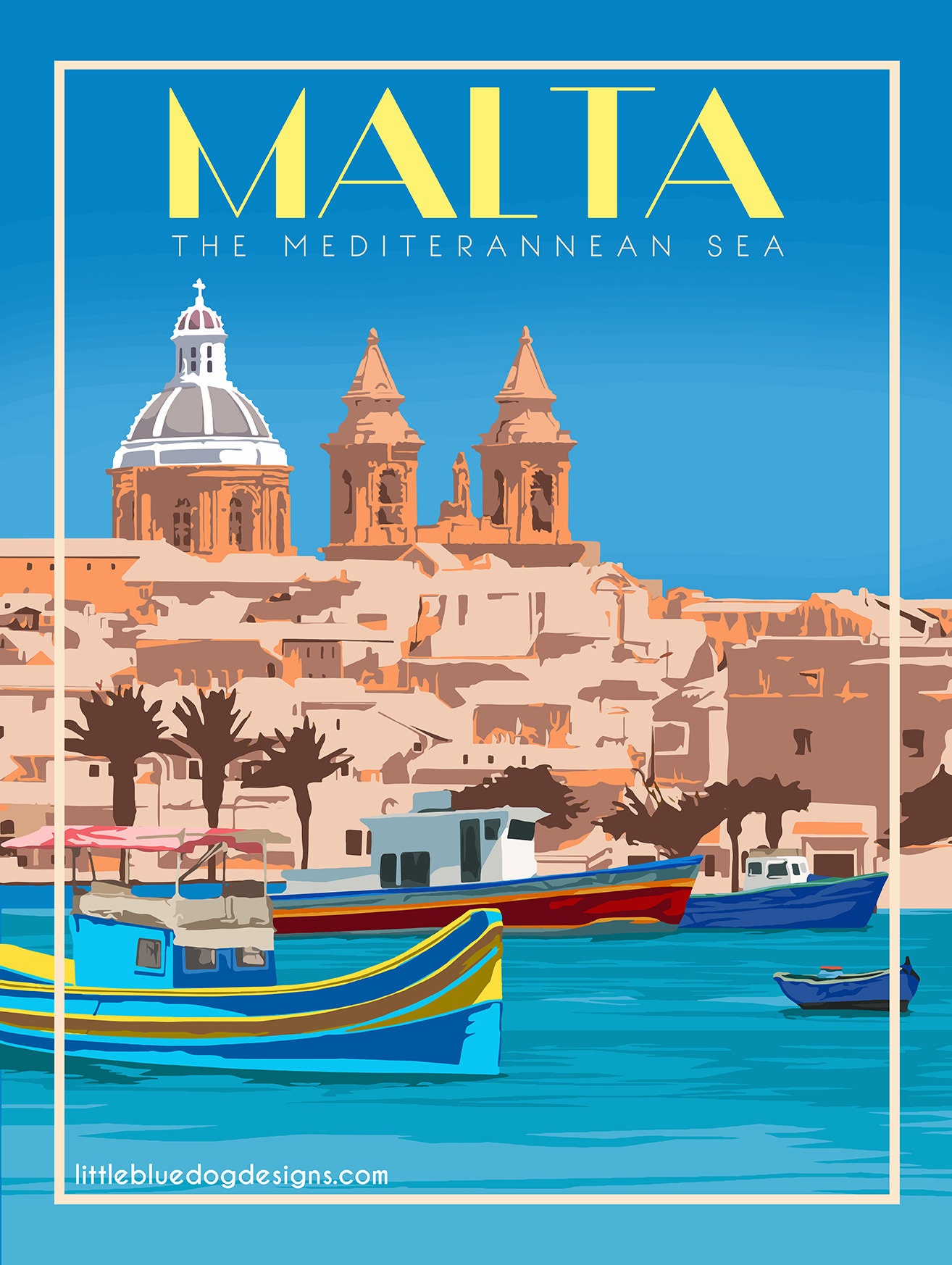 Malta Valletta Vintage Travel Poster - Etsy