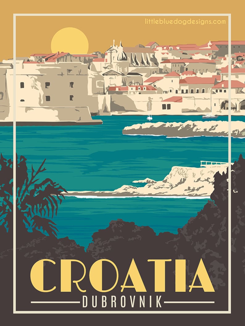 Croatia Dubrovnik Vintage Travel Poster - Etsy