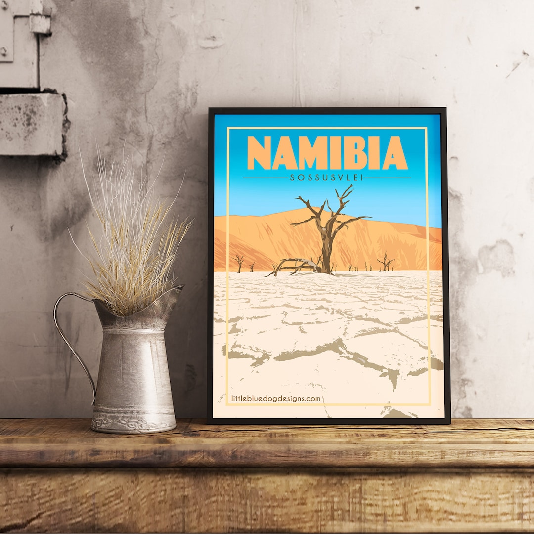 Namibia Sossusvlei - Vintage Travel Poster - Etsy