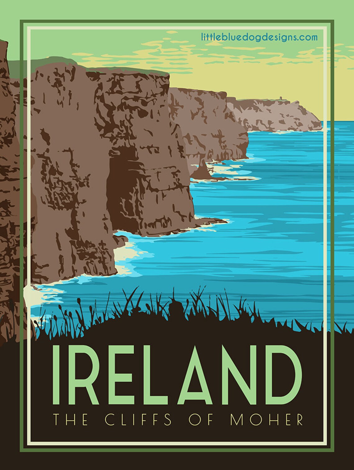 Ireland Cliffs of Moher Vintage Travel Poster - Etsy