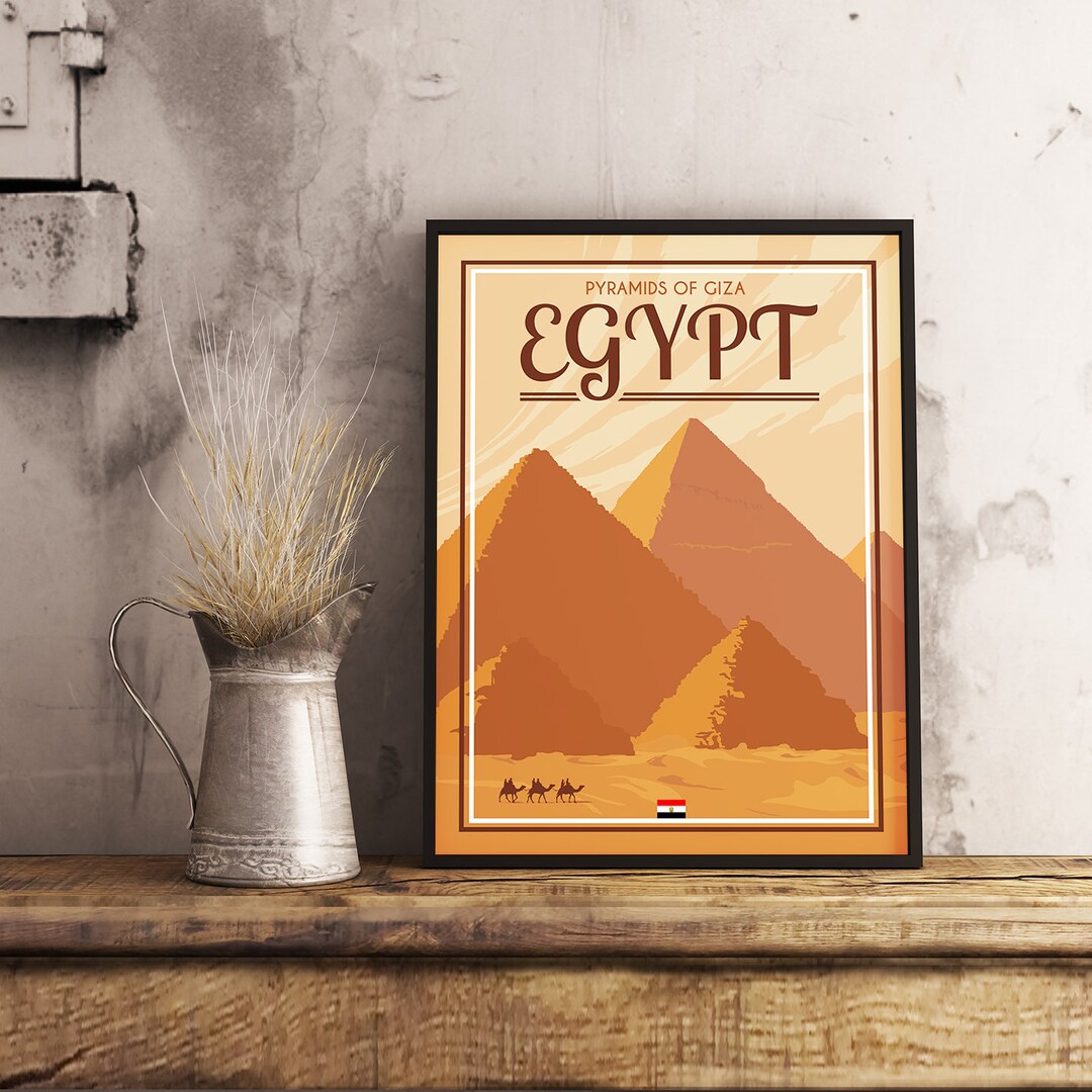 Egypt Pyramids of Giza - Vintage Travel Poster - Etsy