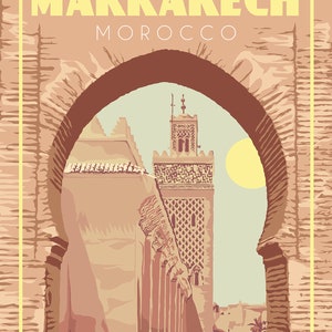 Marrakech Morocco - Vintage Travel Poster - Etsy