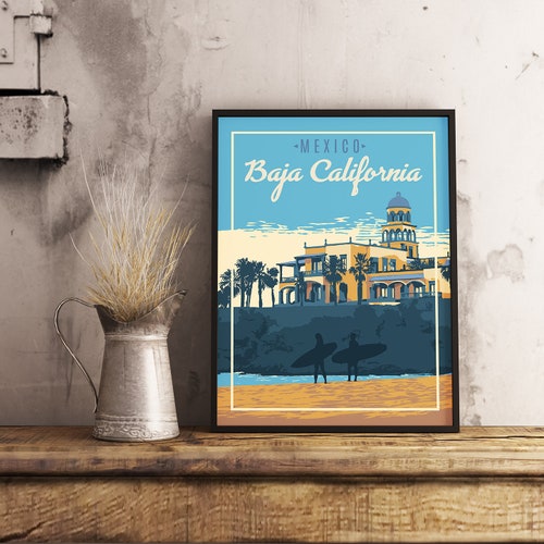 Baja California Mexico Vintage Travel Poster | Etsy