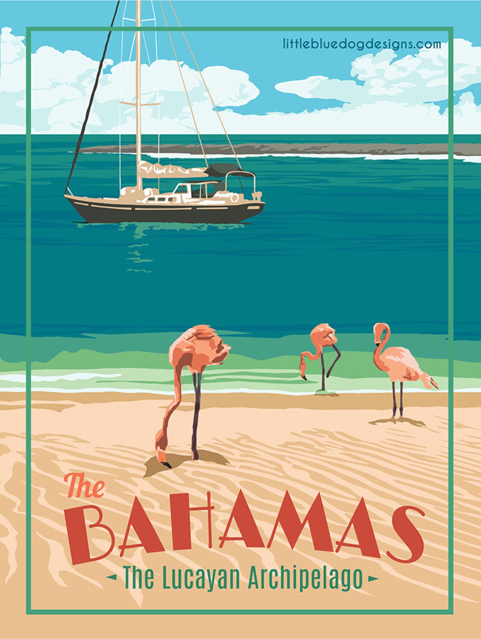 Bahamas Caribbean - Vintage Travel Poster - Etsy