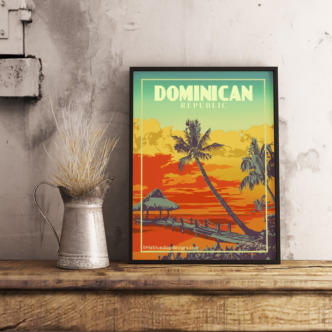 Dominican Republic Caribbean - Vintage Travel Poster - Etsy