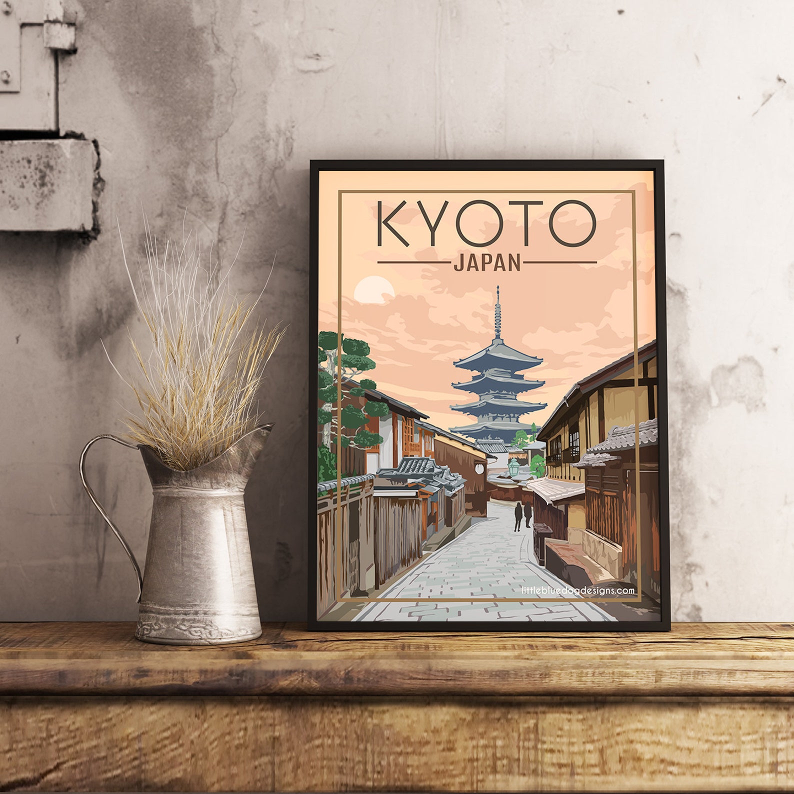 Kyoto Japan - Vintage Travel Poster - Etsy