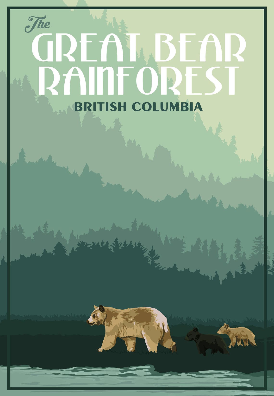 Great Bear Rainforest BC Vintage Travel Poster | Etsy Canada