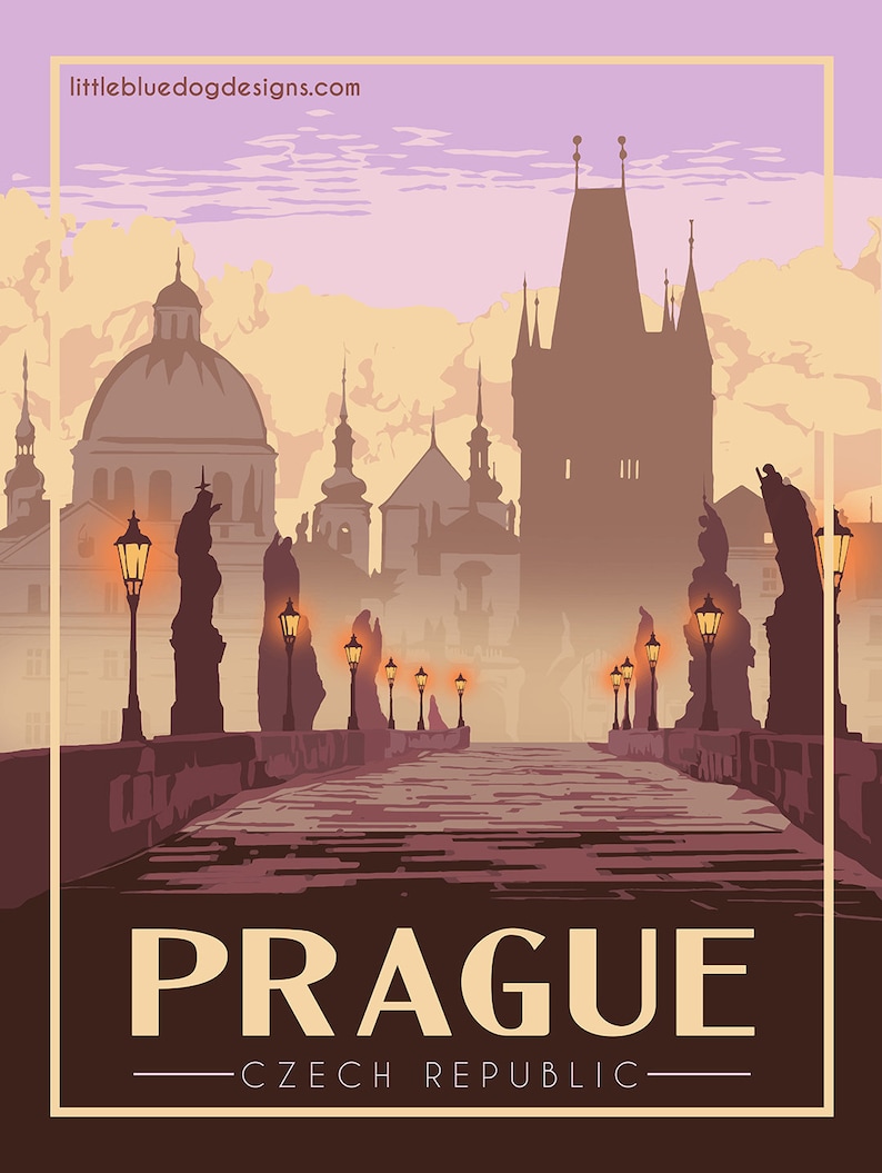 Prague Czech Republic Vintage Travel Poster | Etsy