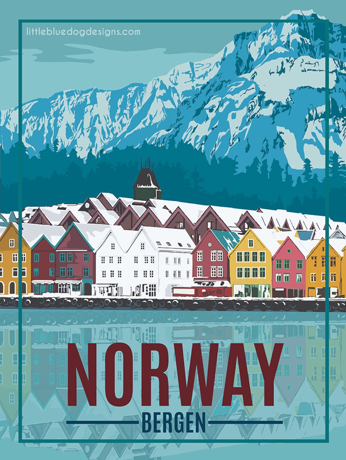 Norway Bergen Vintage Travel Poster - Etsy