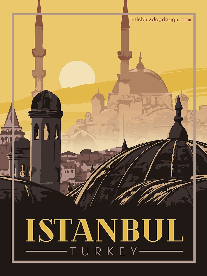 Istanbul Turkey - Vintage Travel Poster - Etsy