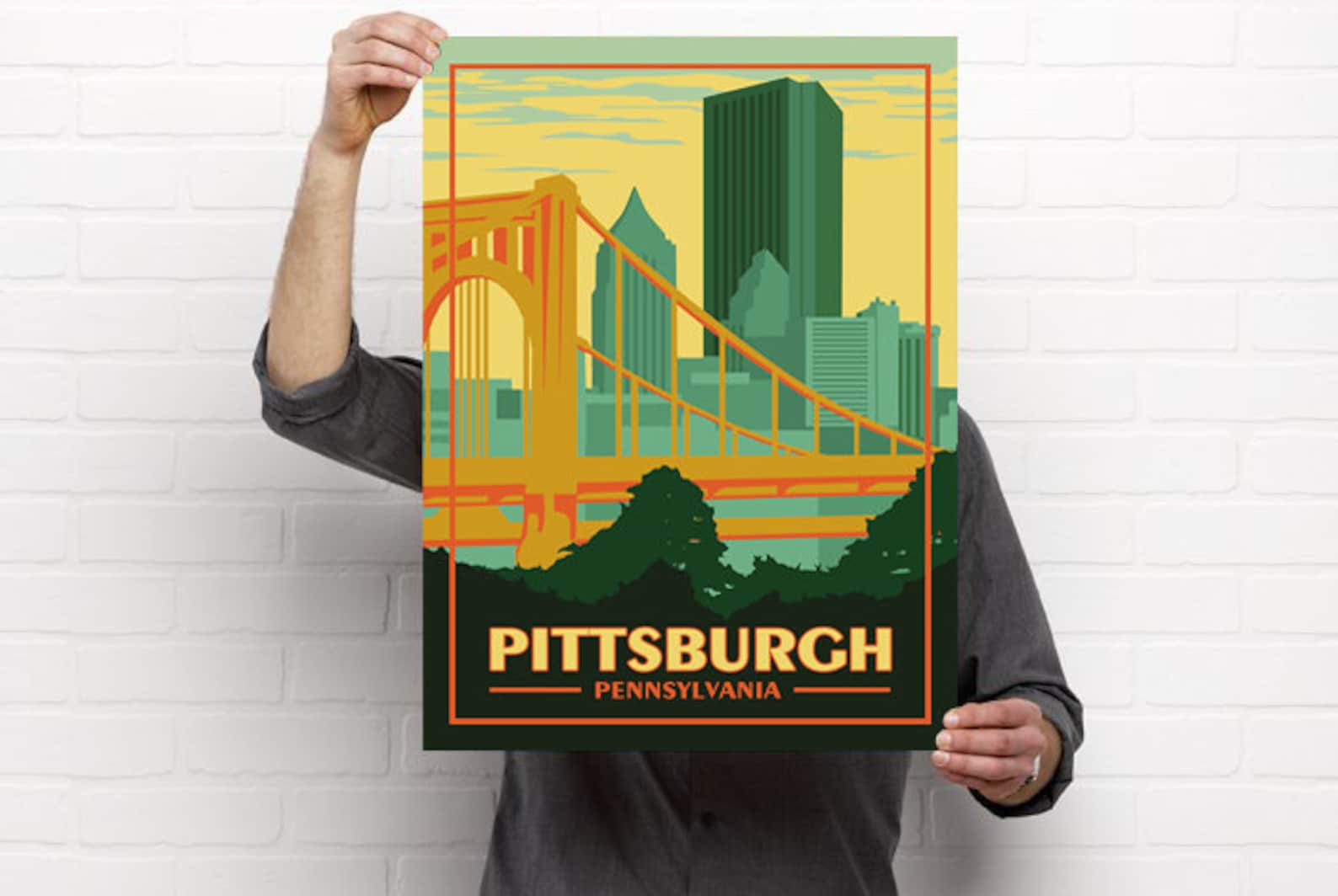 Pittsburgh PA - Vintage Travel Poster - Etsy
