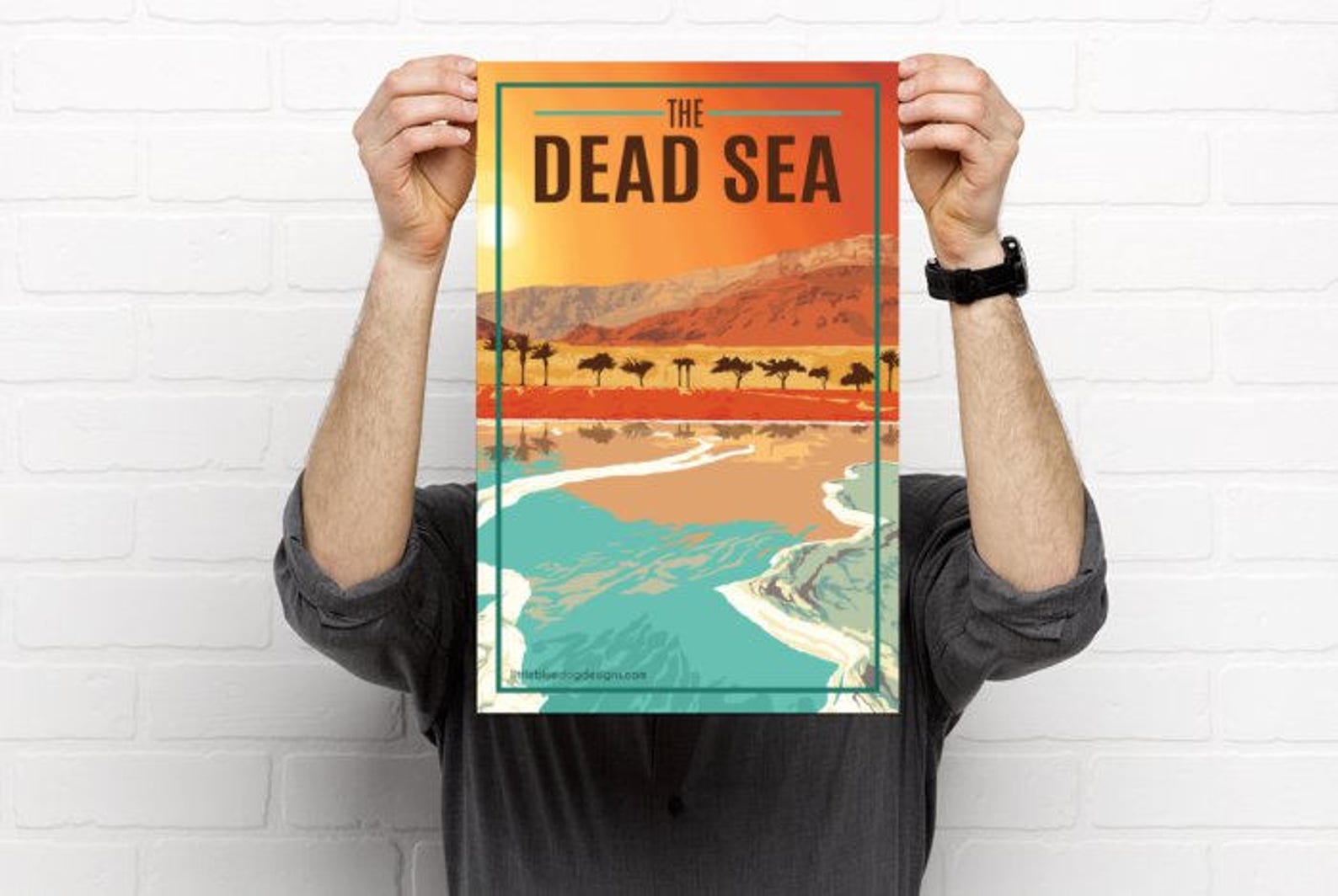 Dead Sea Israel Jordan Vintage Travel Poster | Etsy
