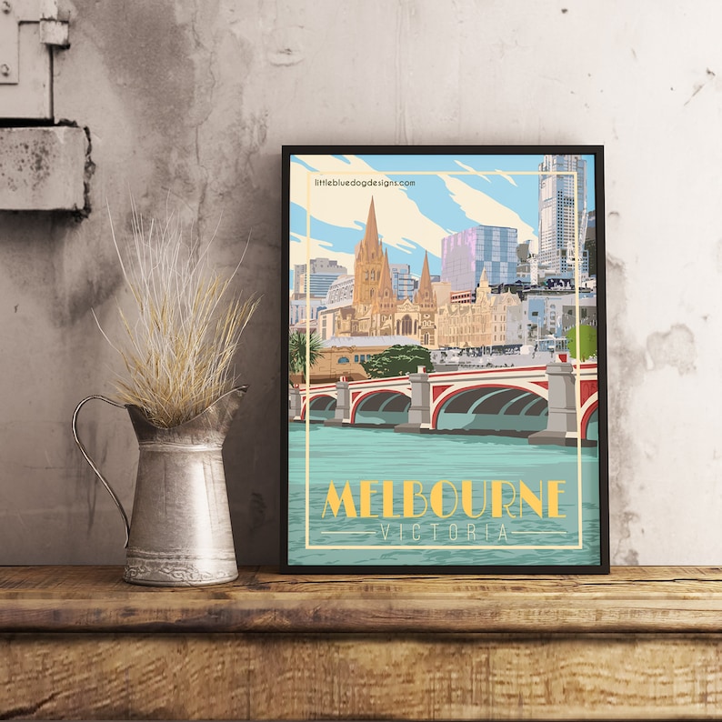 Melbourne Australia - Vintage Travel Poster - Etsy