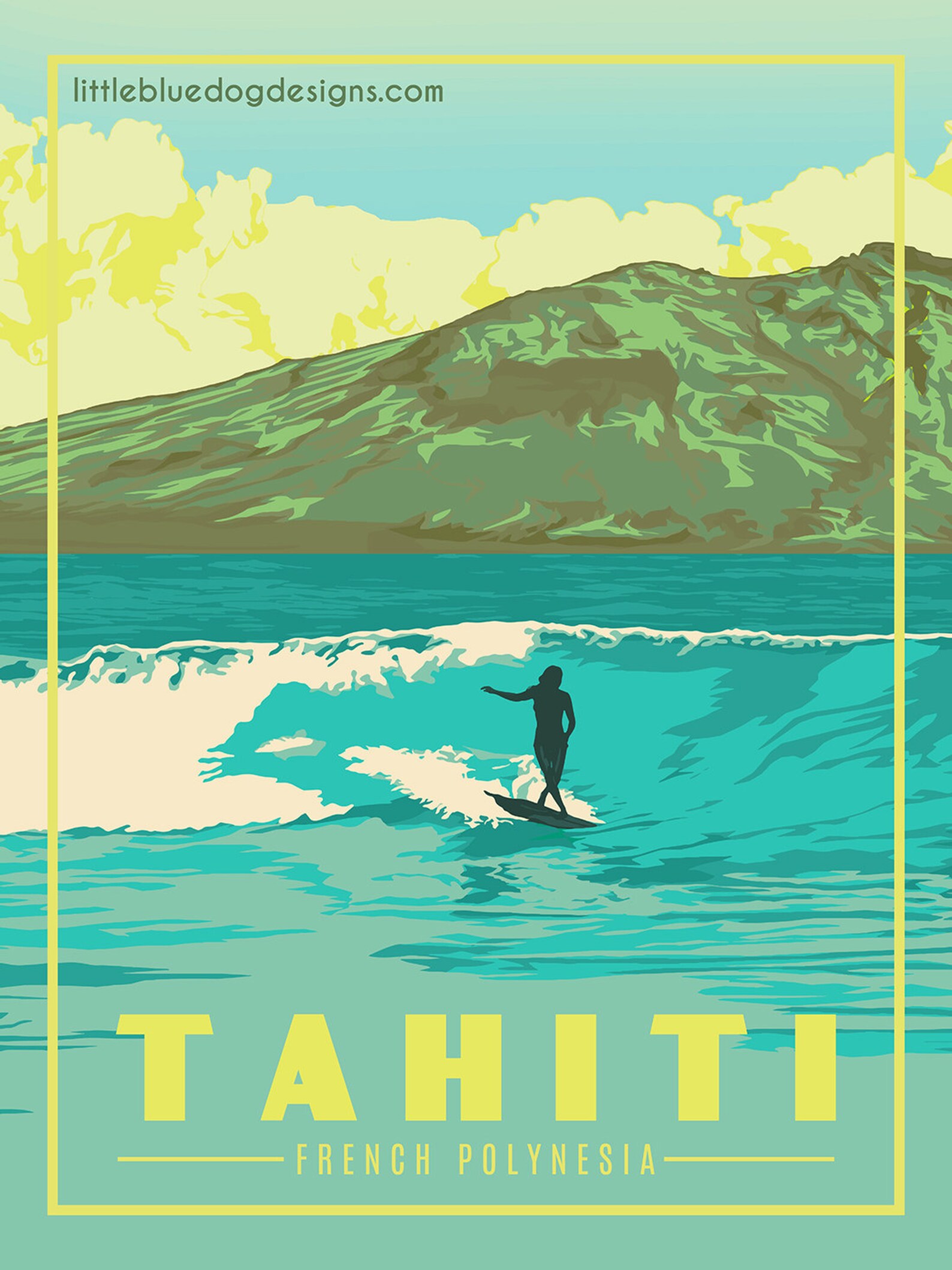 Tahiti French Polynesia Vintage Travel Poster - Etsy