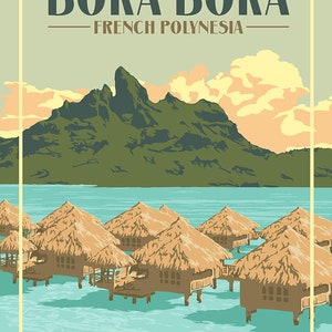 Bora Bora French Polynesia - Vintage Travel Poster - Etsy