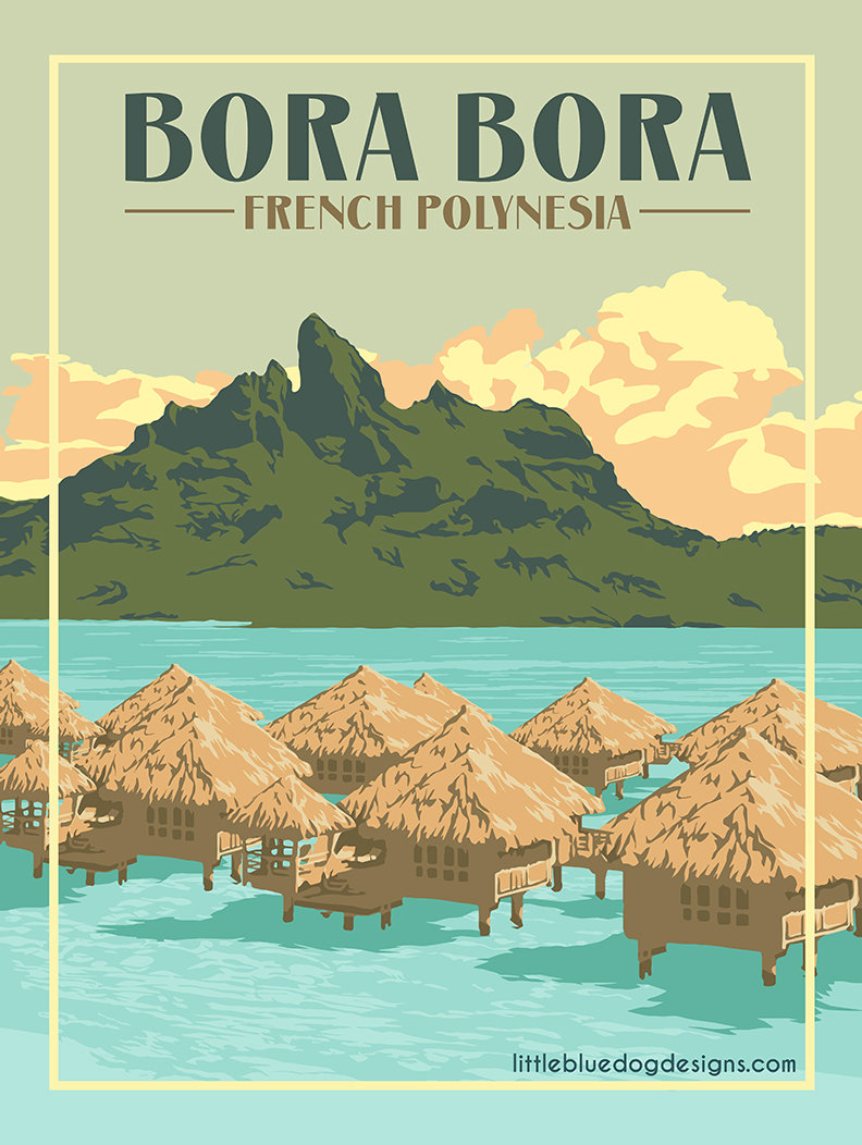 Bora Bora French Polynesia - Vintage Travel Poster - Etsy