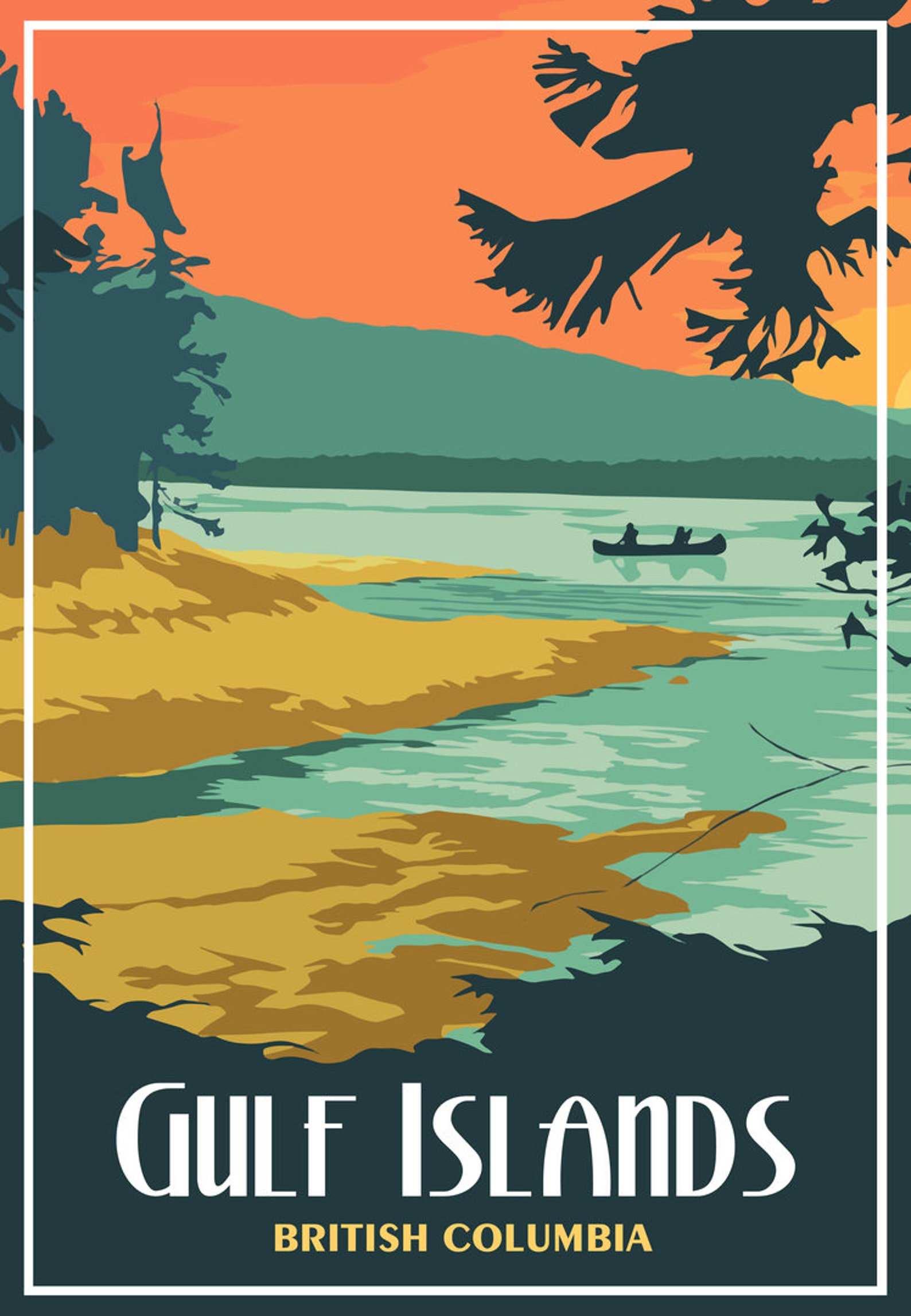 Gulf Islands BC - Vintage Travel Poster - Etsy Canada