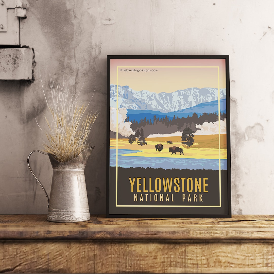 Yellowstone National Park - Vintage Travel Poster - Etsy
