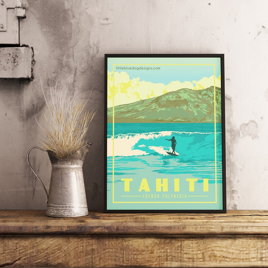 Tahiti French Polynesia - Vintage Travel Poster - Etsy