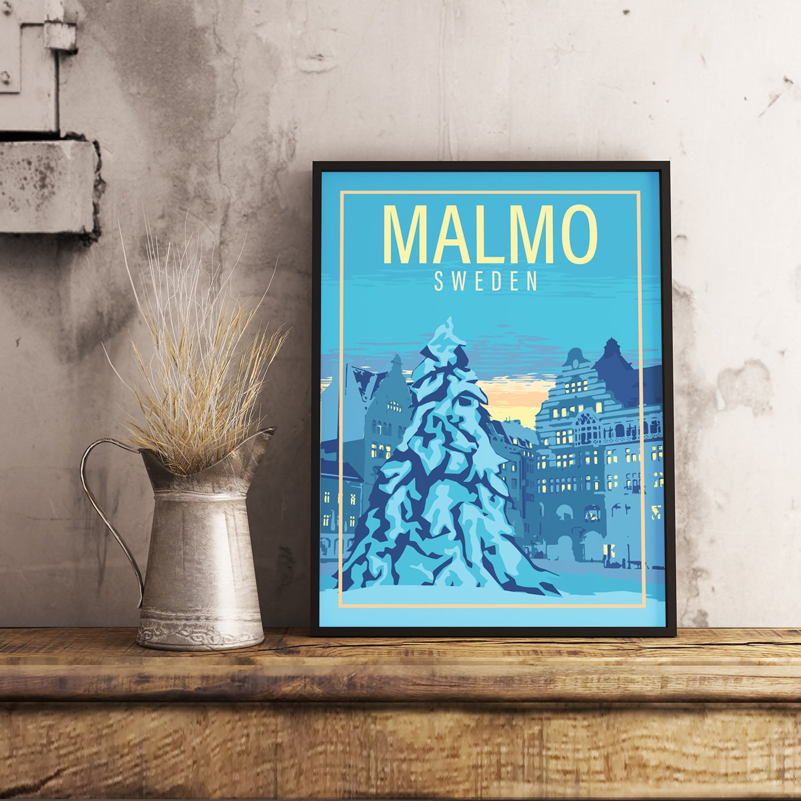 Malmo Sweden Vintage Travel Poster | Etsy